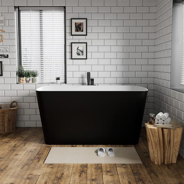 INSTER MUSE 47 in. Acrylic Rectangle Flatbottom Freestanding Non ...