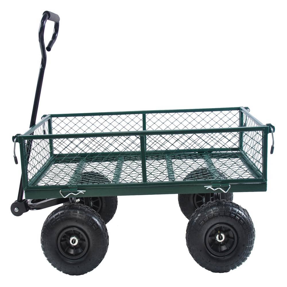 Boosicavelly 4.86 cu. ft. Green Metal Wagon Cart Garden Cart Trucks ...