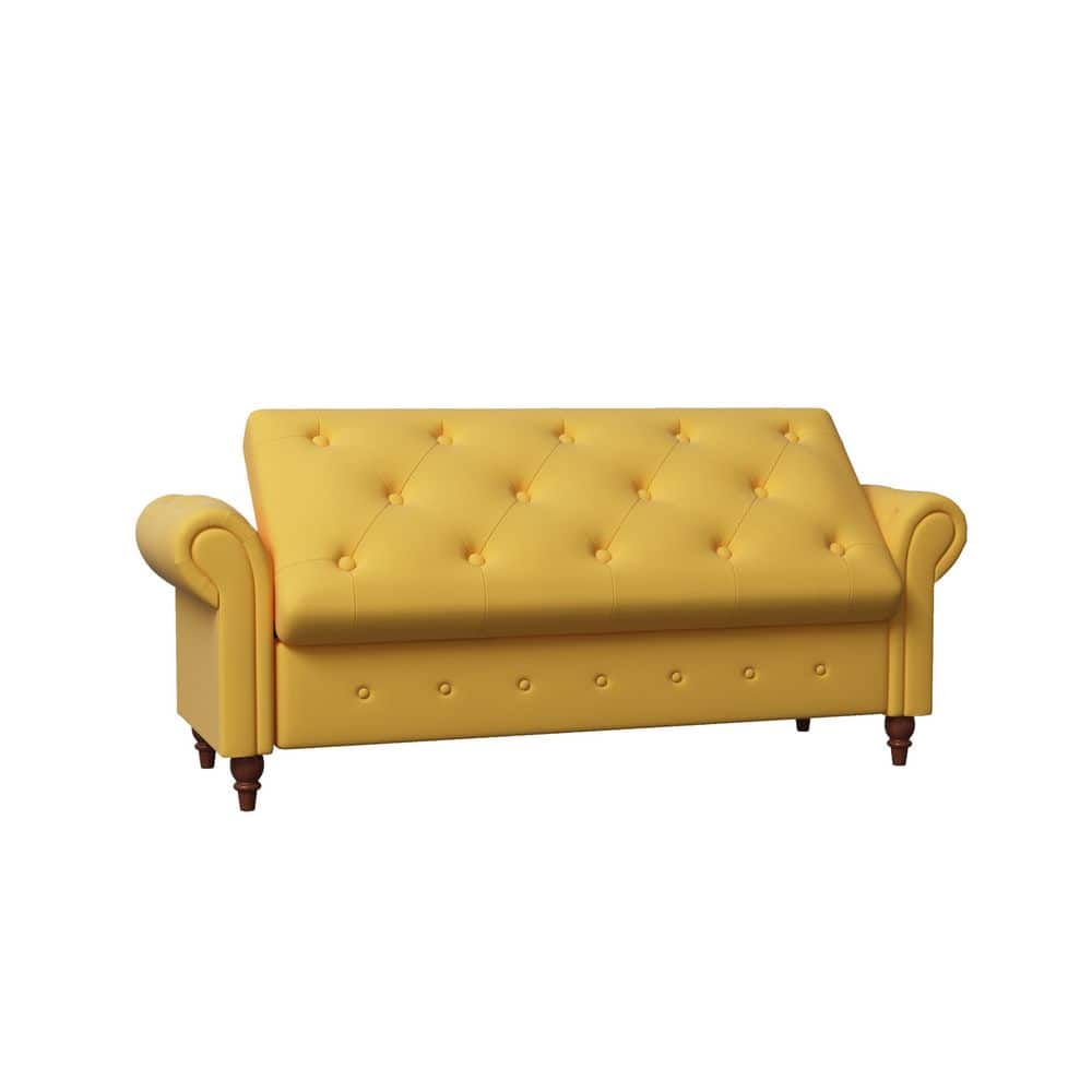 URTR Yellow Storage End of Bed Bench With Rolled Armed Upholstered Long ...