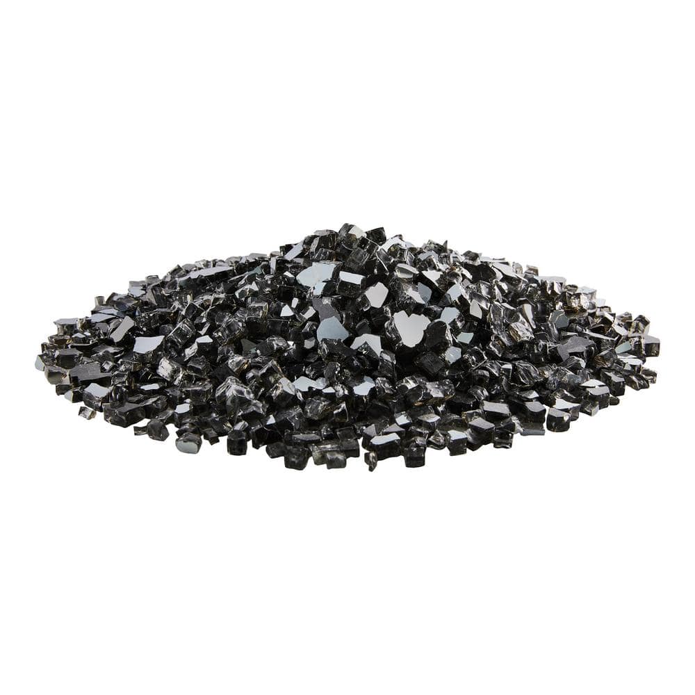 Hampton Bay 1/4 in. 10 lbs. Black Reflective Tempered Fire Glass FG1002 ...