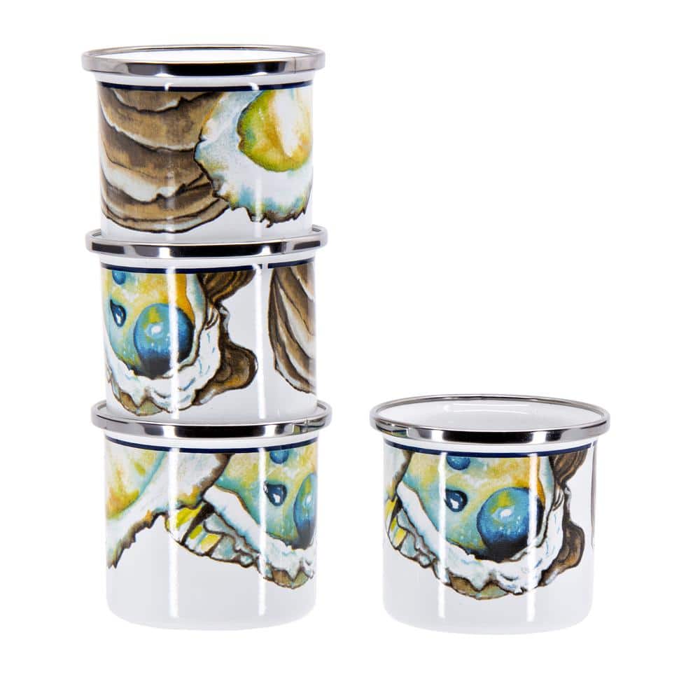 Golden Rabbit Oyster 4-Piece Round Enamelware Shooter Ramekin Set ...