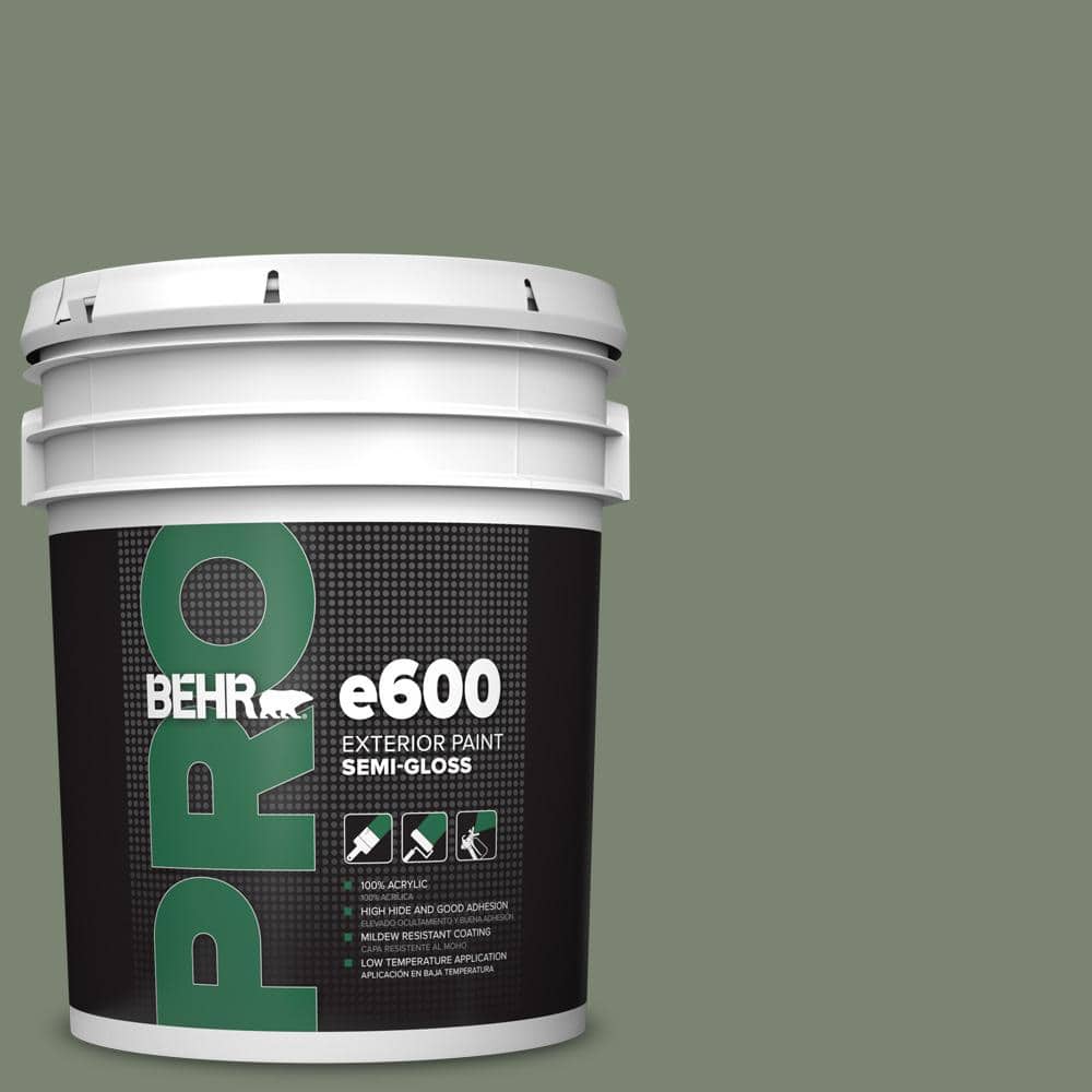 BEHR PRO 5 gal. #ICC-77 Sage Green Semi-Gloss Exterior Paint PR67305 ...