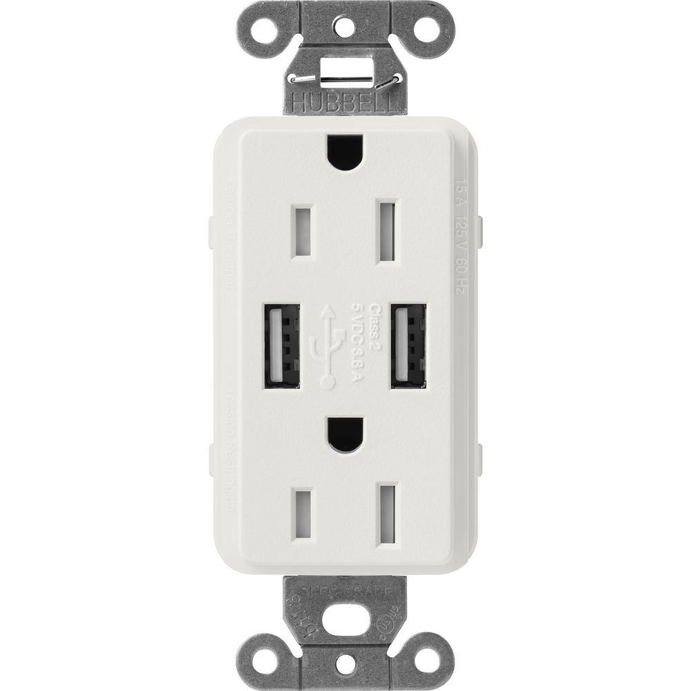 Lutron Claro 15 Amp USB Duplex Outlet, Lunar Gray (SCR-15-UBTR-LG) SCR ...