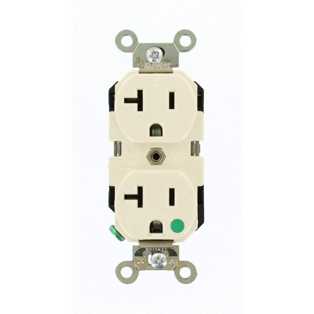 Leviton 20 Amp 125 V Hospital Grade Duplex Outlet/Receptacle, Light ...