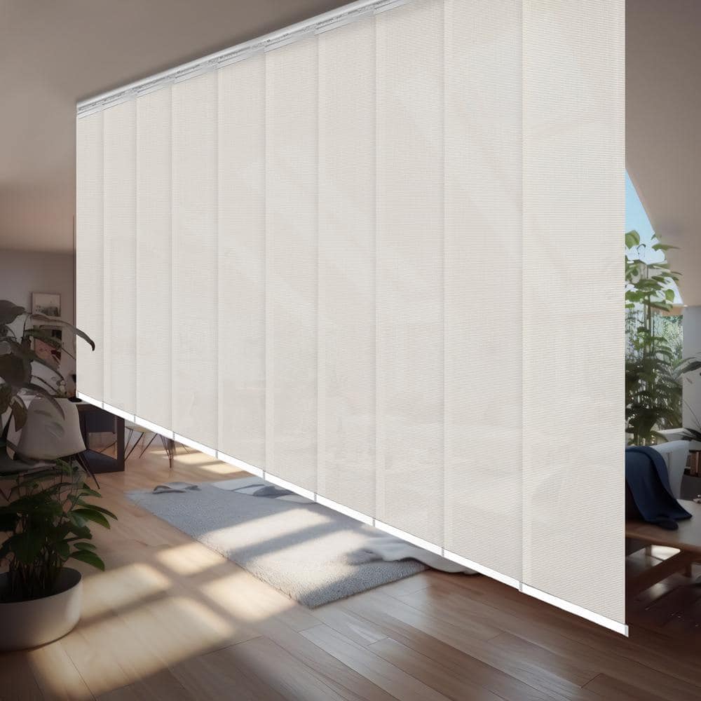 EMOH Buff 120 in.- 218 in. W x 94 in. L Adjustable 10-Panel Satin ...