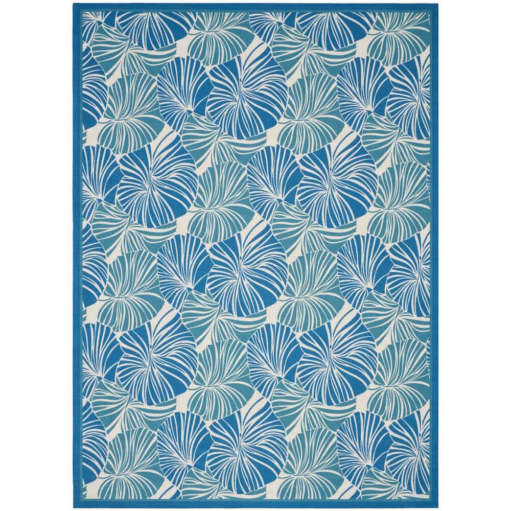 Waverly Sun N' Shade Blue 8 ft. x 11 ft. Floral Contemporary Indoor ...