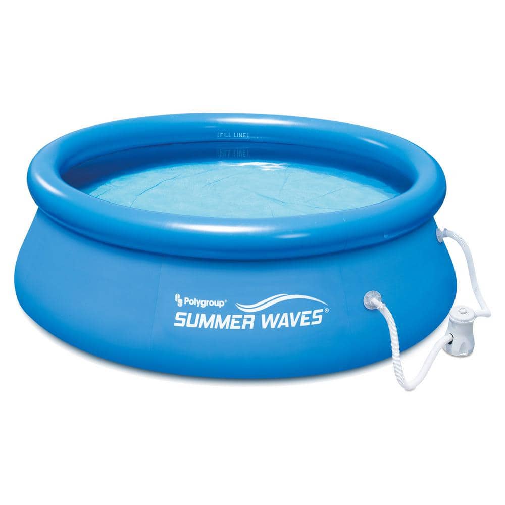 Summer Waves 8 ft. Round 2.5 ft. D Inflatable Above Ground Pool with ...