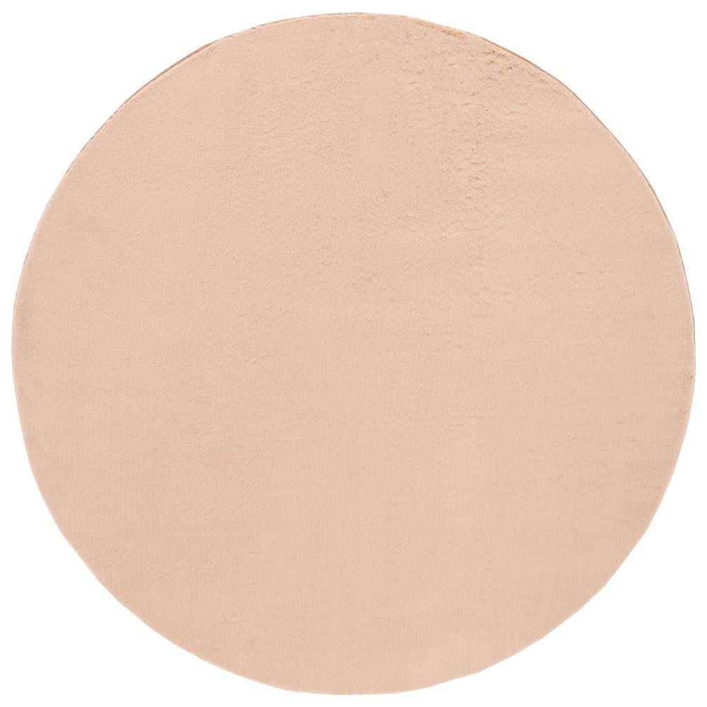 SAFAVIEH Faux Rabbit Fur Beige 6 ft. x 6 ft. Machine Washable High Low ...