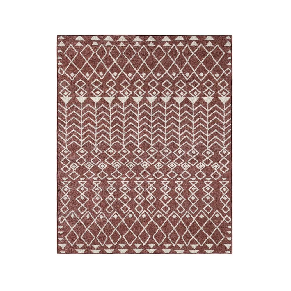 Eviva Loops Terracotta/Cream 3 ft. x 5 ft. Southwestern Area Rug RG1129 ...