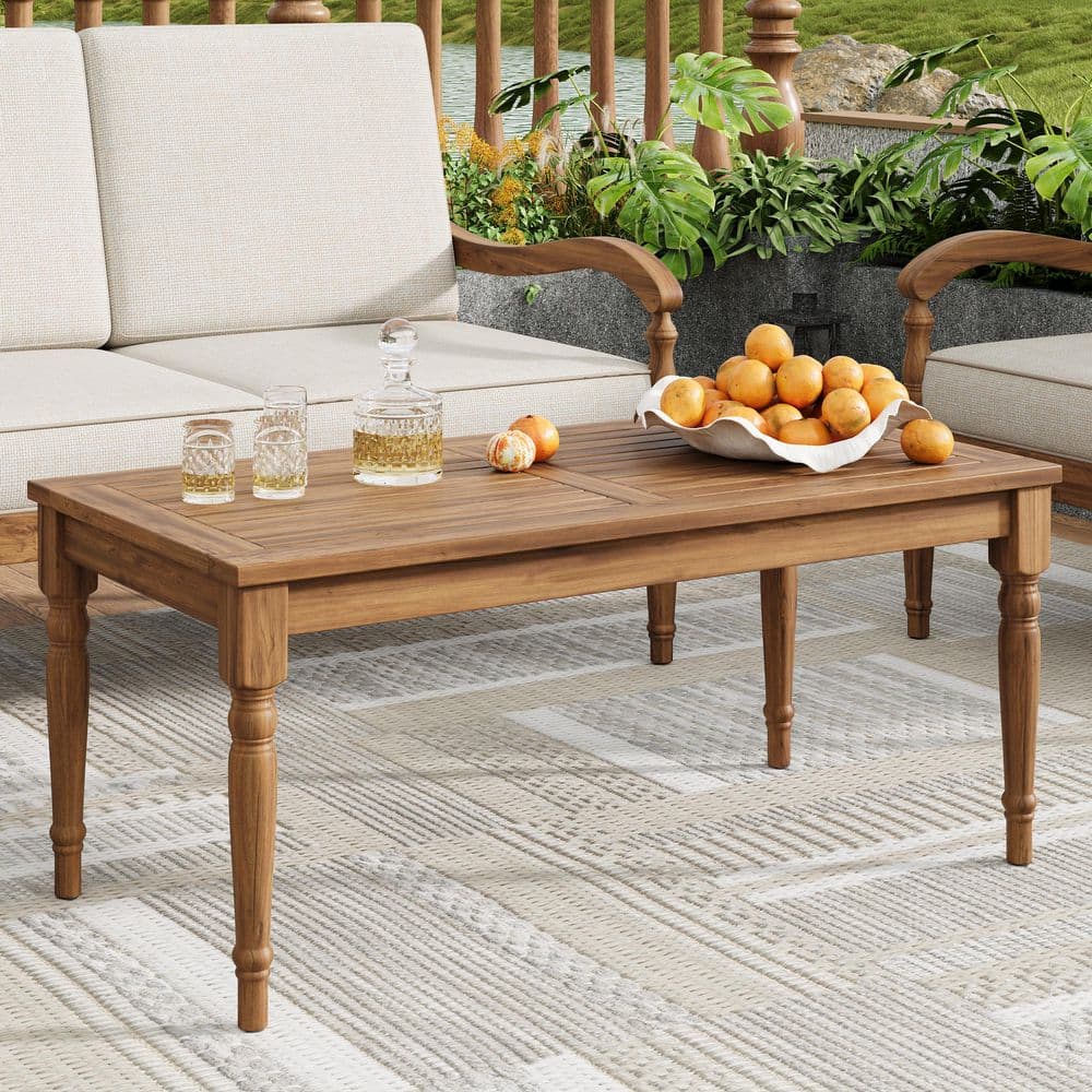 CHRISTOPHER KNIGHT HOME Gavin Rectangle Solid Wood Outdoor Patio Coffee Table with Slatted Top ...