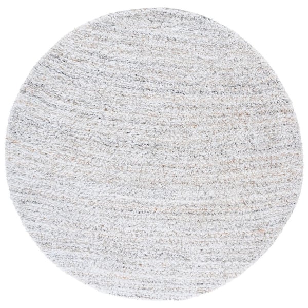 SAFAVIEH Glory Shag 6 ft. x 6 ft. Ivory/Beige Abstract Wavy Round Area ...