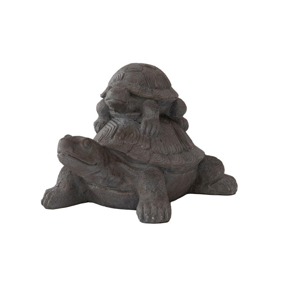 XBRAND 18.9 in. L Light Grey MGO Mother and Baby Turtle Statue, Indoor ...