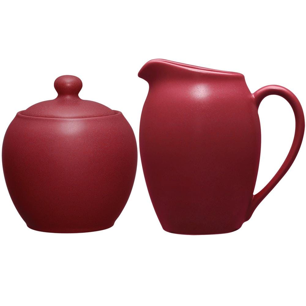 Noritake Colorwave Raspberry (Cherry) Stoneware 13 oz. Sugar and 11 fl ...
