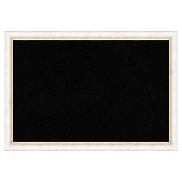 Amanti Art Morgan White Gold Wood Framed Black Corkboard 26 in. x 18 in ...