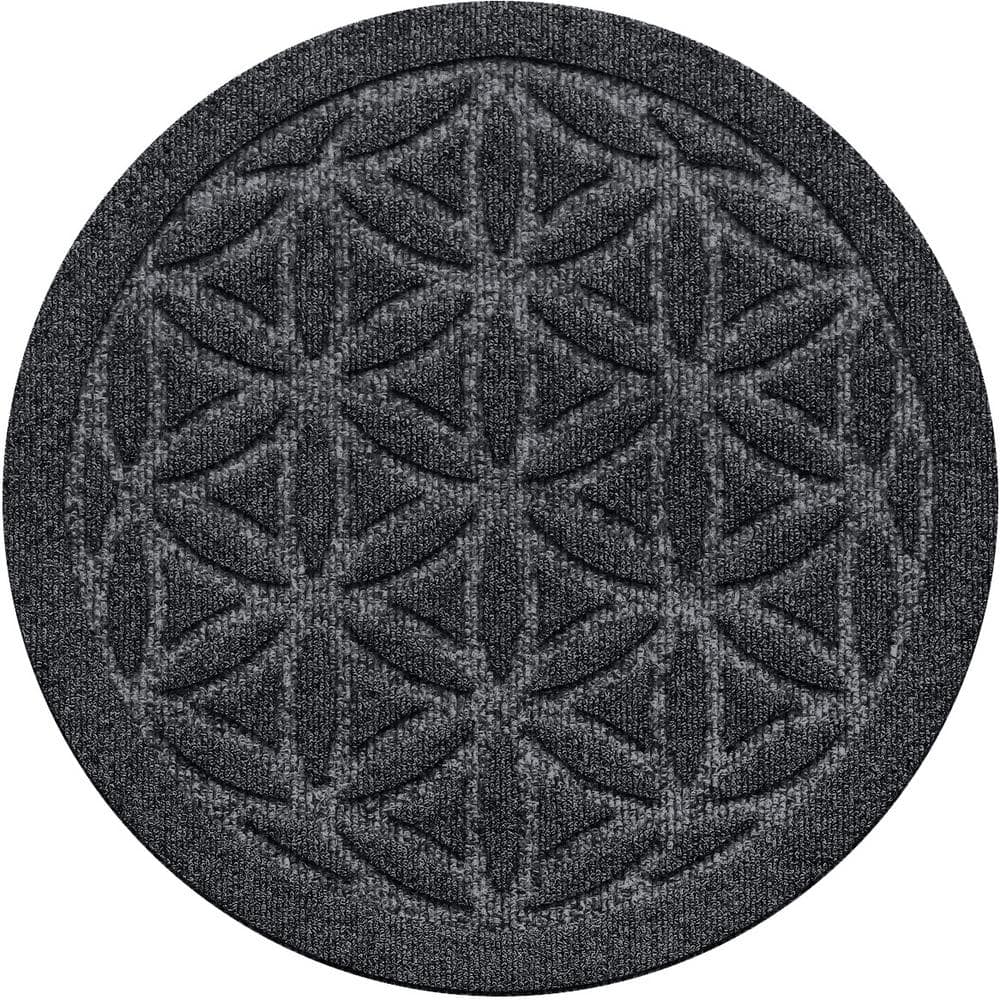 Bungalow Flooring "Waterhog Flower of Life Charcoal 17 in. x 17 in ...