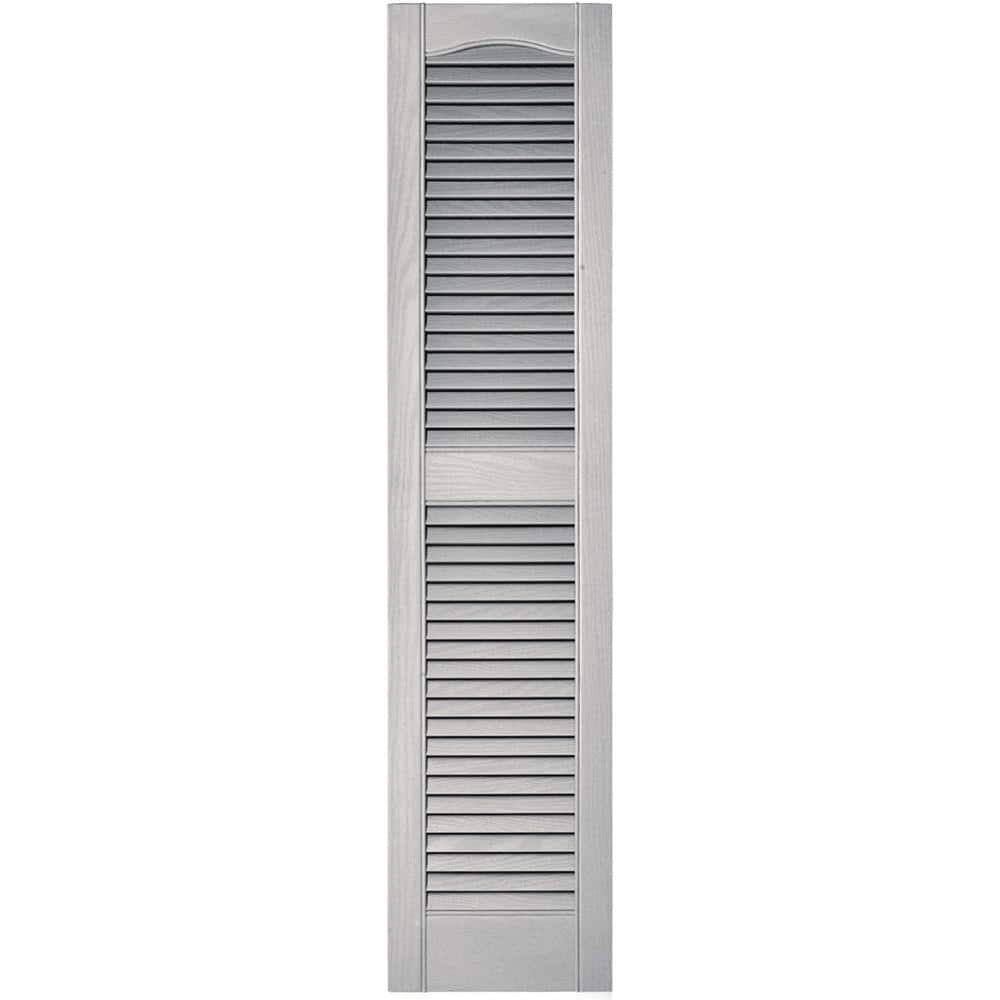 Builders Edge 12 in. x 52 in. Louvered Vinyl Exterior Shutters Pair in ...
