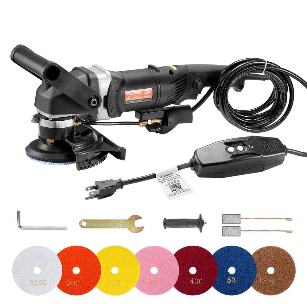 VEVOR 10-Amp 700-3000 RPM Wet Polisher 800 Watt, 4 in. Concrete Grinder ...