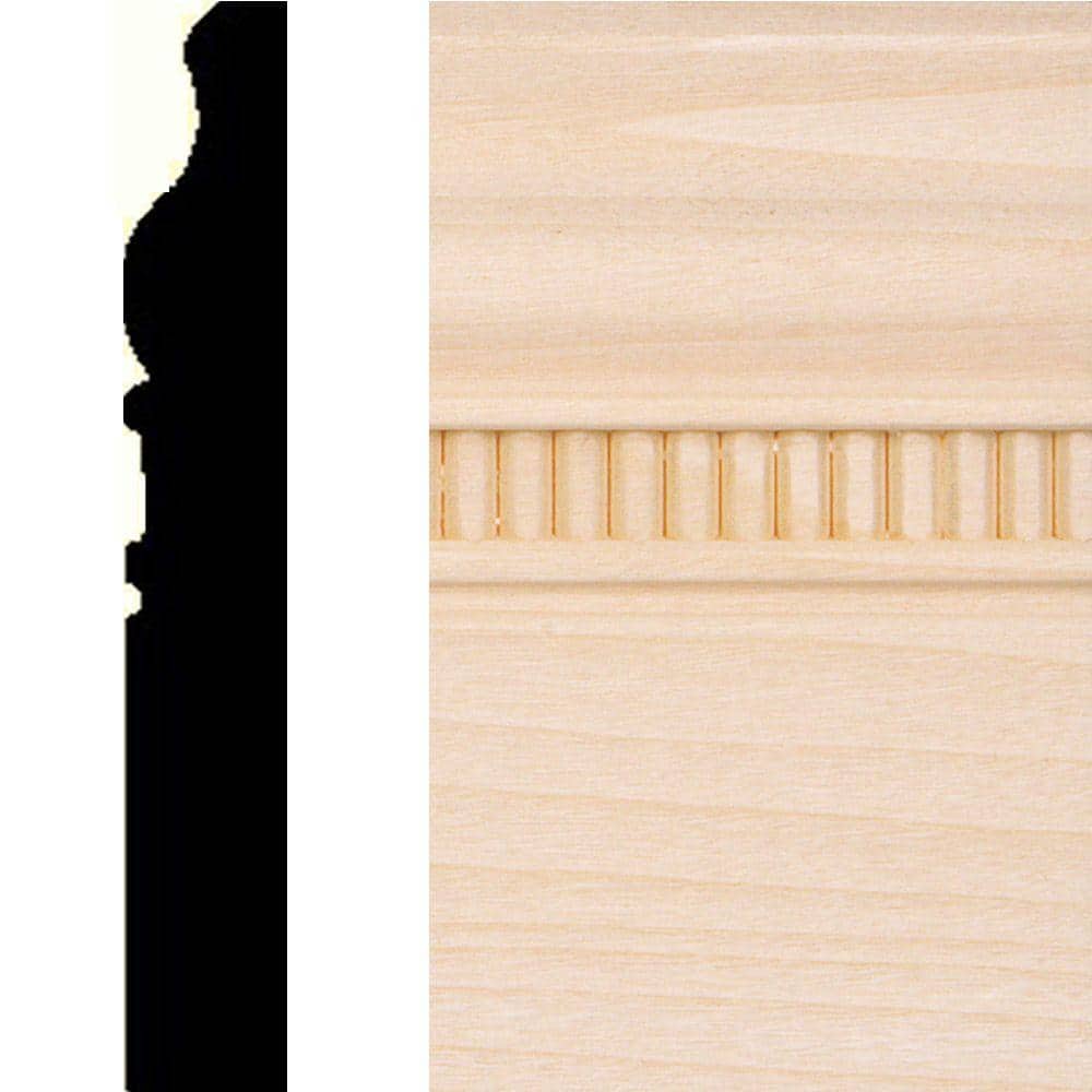 HOUSE OF FARA 5/8 in. x 4 in. Hardwood Wood Emboss Baseboard Moulding ...