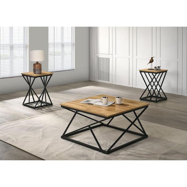 Furniture of America Swerve 3-Piece Rustic 31.5 in. Natural Rectangle ...