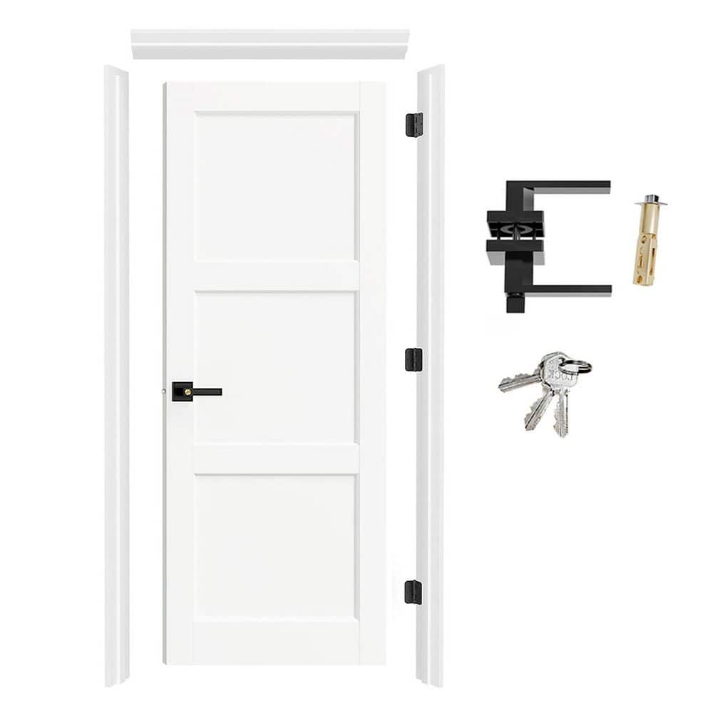 TENONER 30 in. x 80 in. 3-Panel Primed Wood Door with Quick Assemble ...