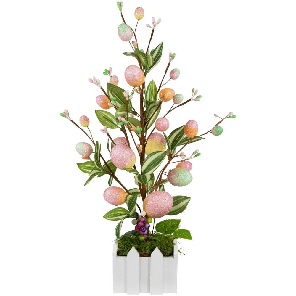 Northlight Artificial Potted Twig Tree with Easter Eggs-18 in. -Pink ...