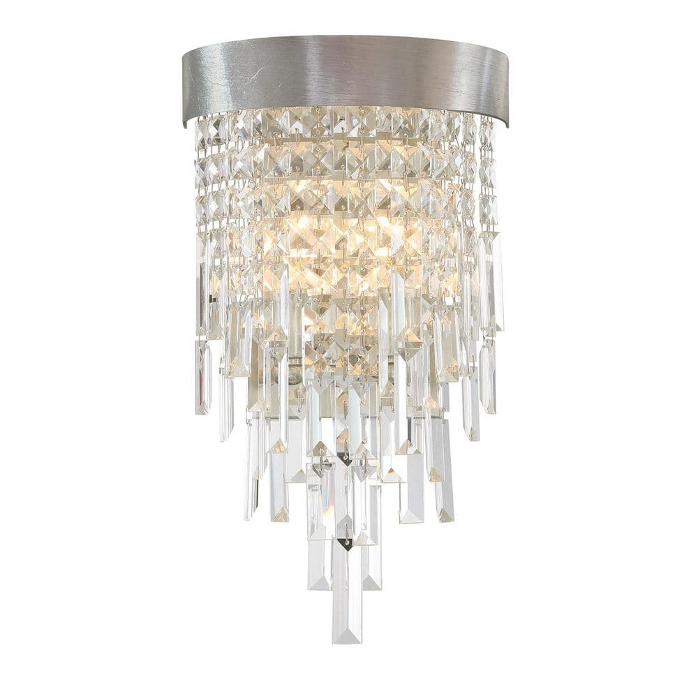 Crystorama 9.75 in. 2 Light Antique Silver Sconce WIN-212-SA-CL-MWP ...