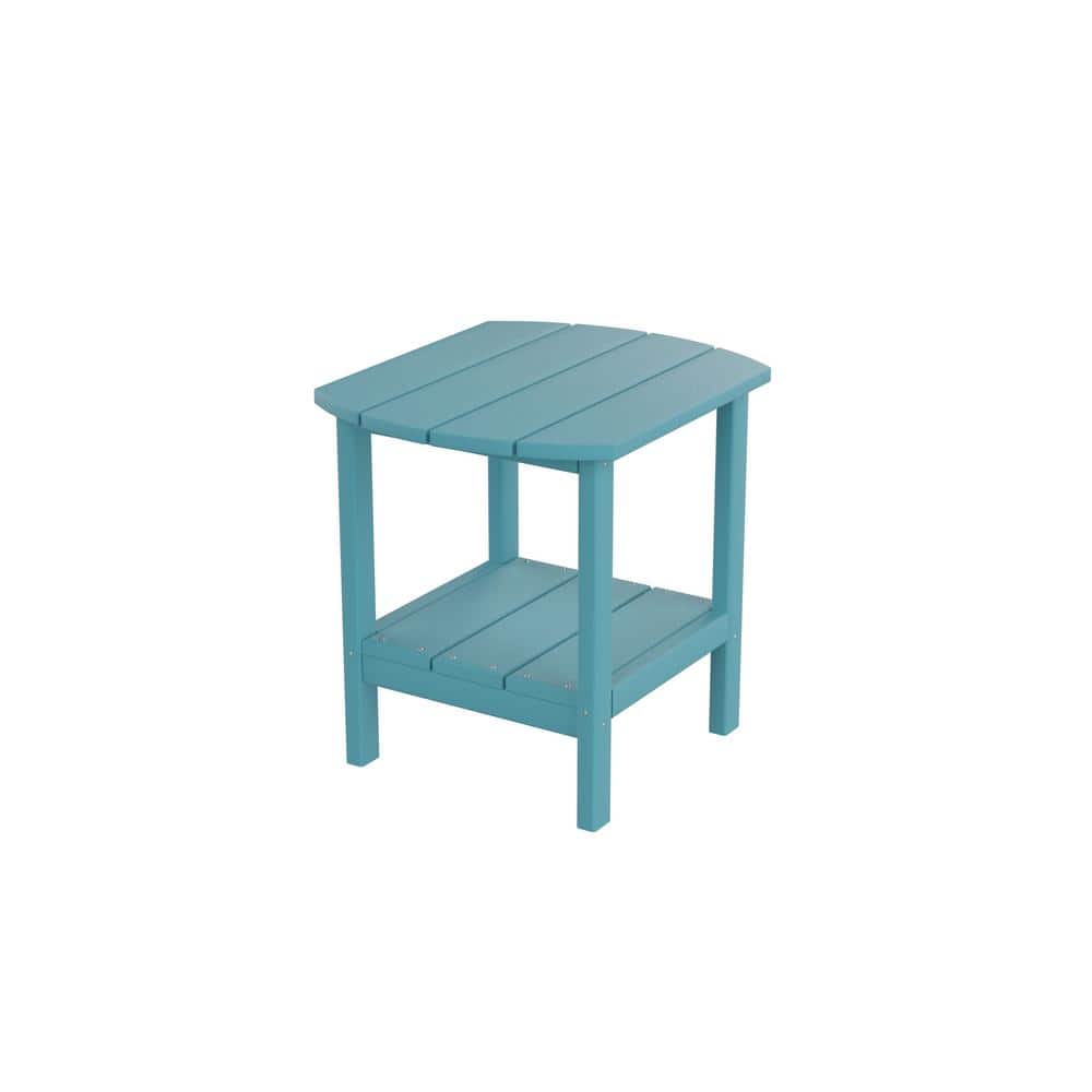 Tidoin Blue Plastic Outdoor Side Table JUST-YDW1-1881 - The Home Depot