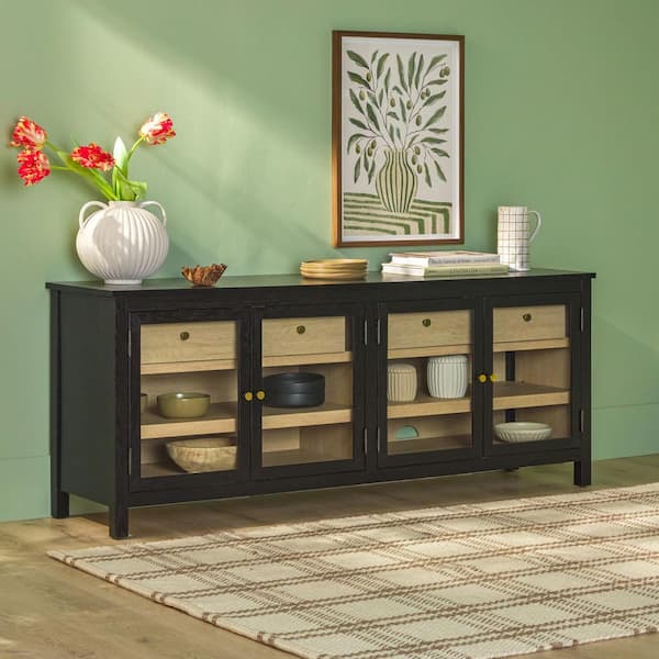 Walker Edison Furniture Company Harlow EZ Assembly 70 Inch Black MDF ...