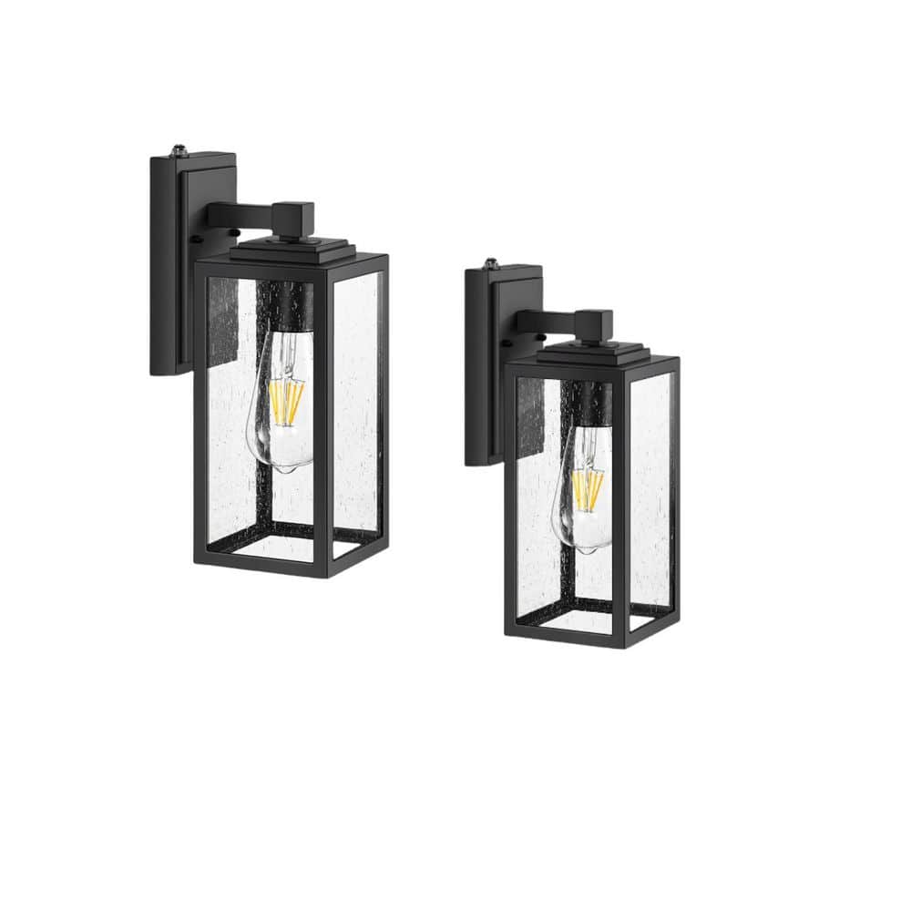 MOEPISY 2-Pack Lantern Black Dusk to Dawn Sensor Outdoor Wall Lighting ...
