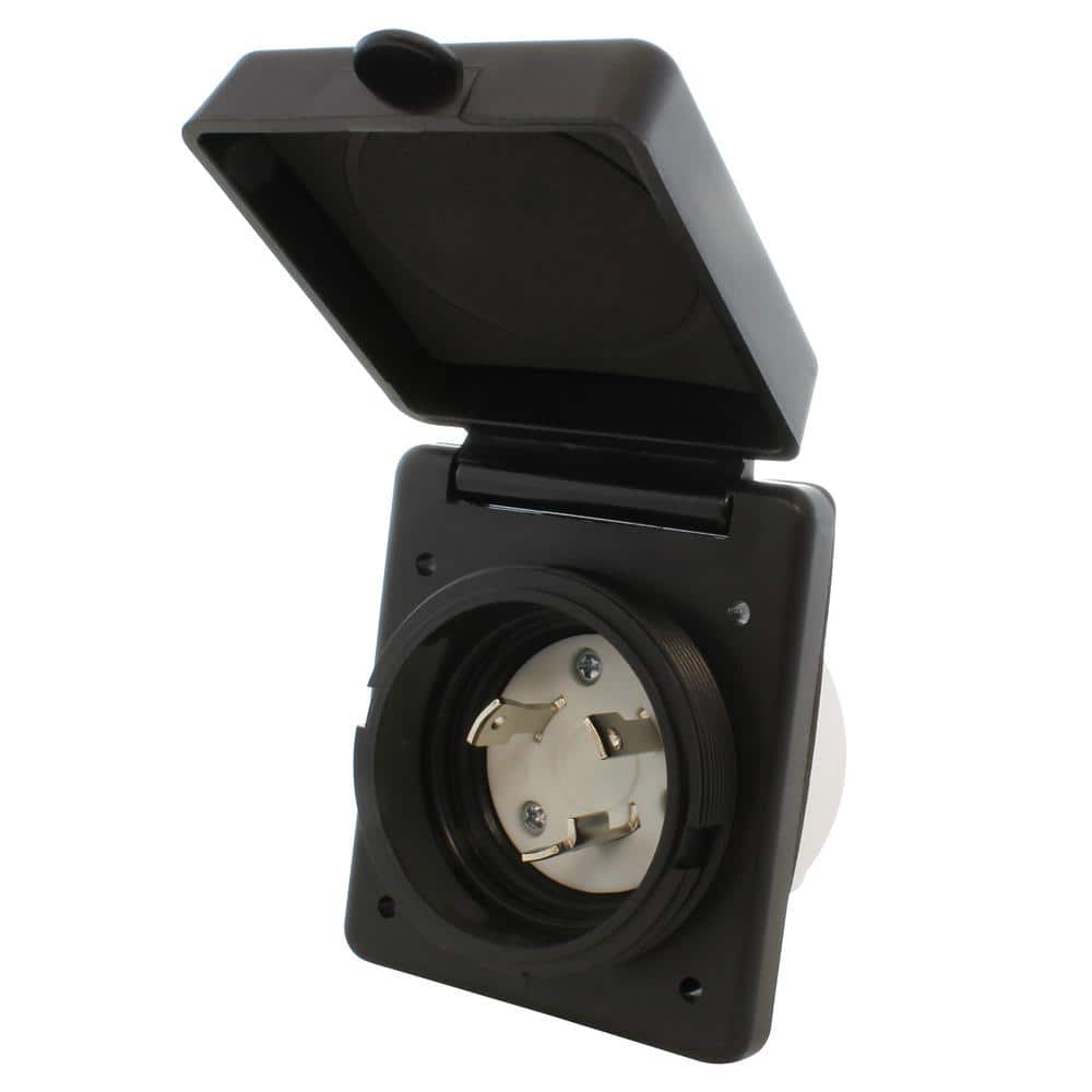 AC WORKS 30 Amp 125-Volt L5-30P RV/Marine Power Input Inlet in Black ...