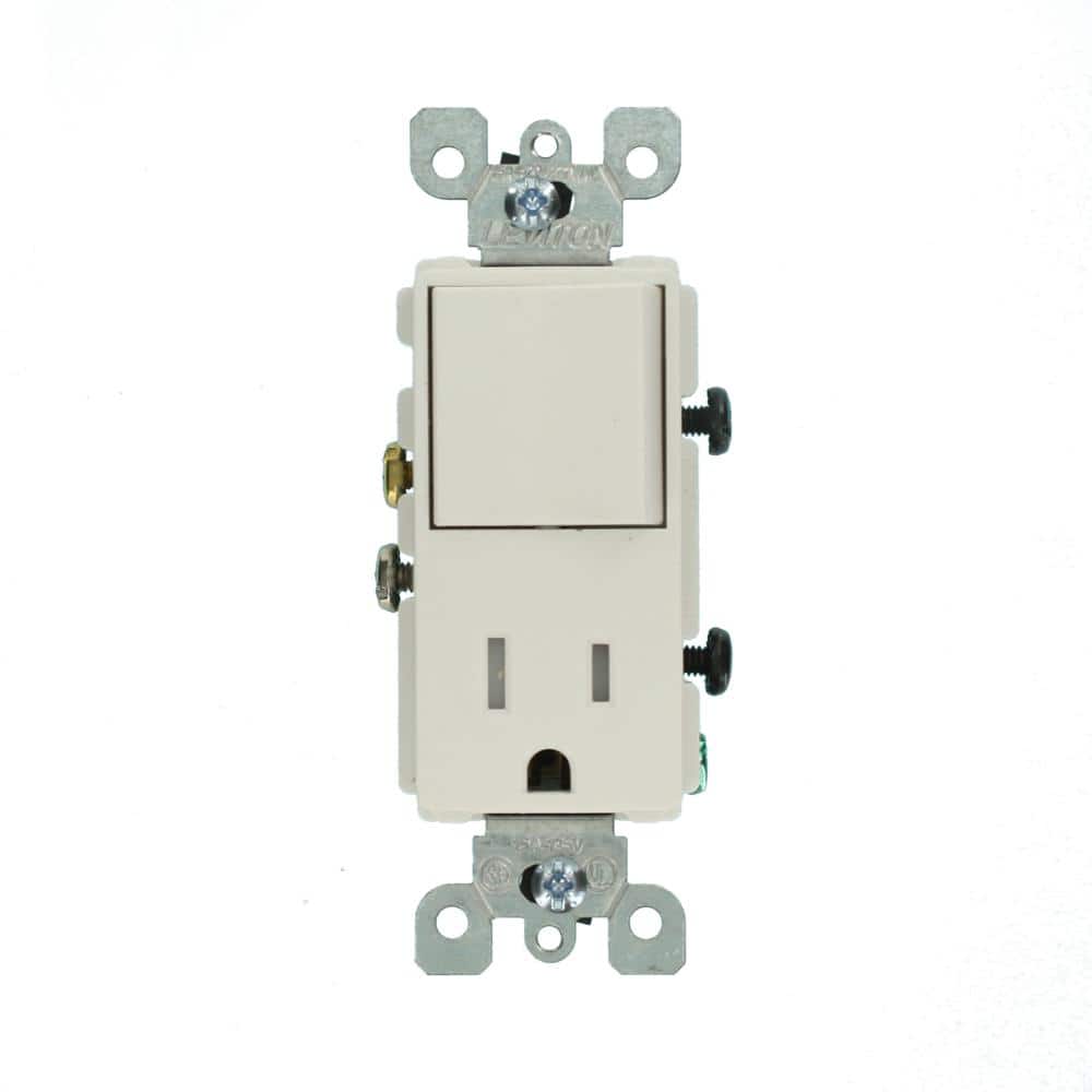 Leviton Decora 15 Amp Tamper Resistant Combo Switch and Outlet, White ...
