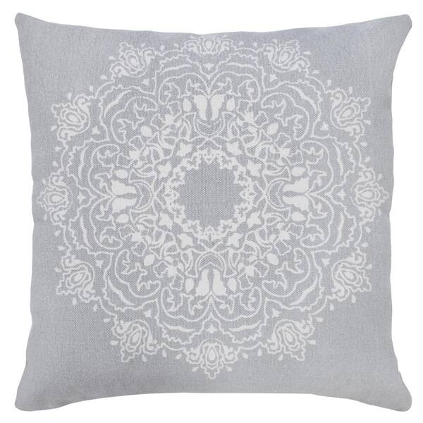 LR Home Bohemian Pale Gray/White Mandala Medallion 20 in. x 20 in ...