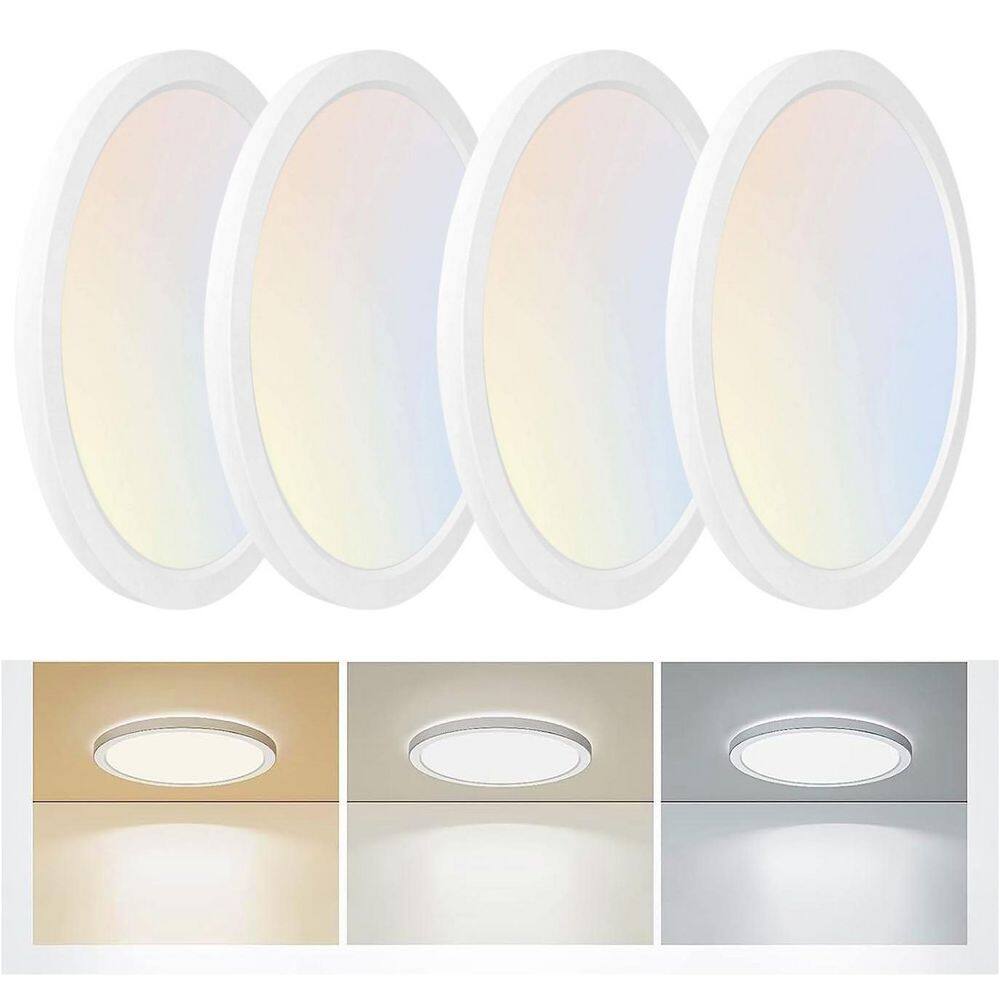 KOAOEIRS 12 in. Round White 28-Watt LED Flush Mount Ceiling Light 3000K ...