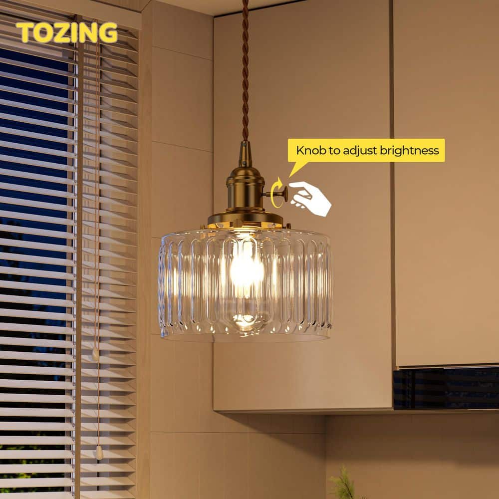 TOZING 1-Light Matte Gold Modern Pendant Lighting Hanging Light Fixture ...