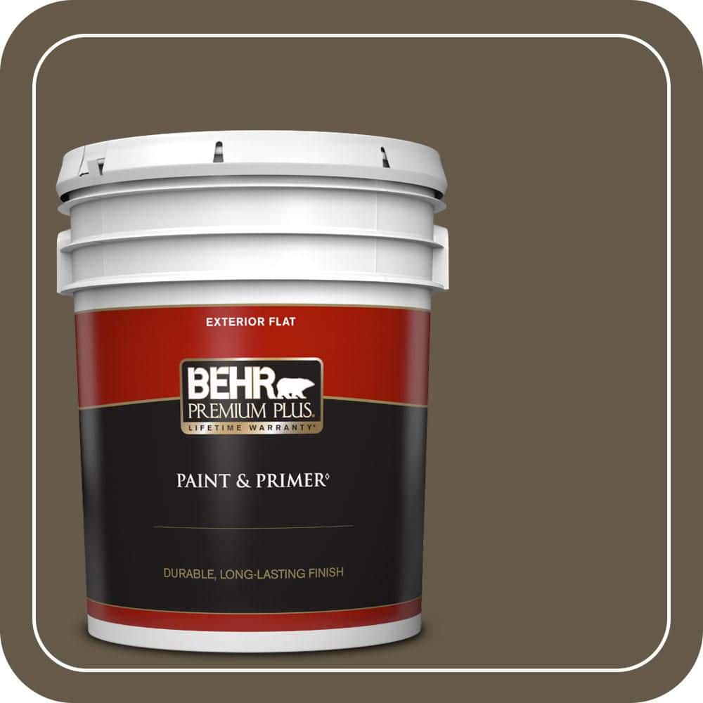 BEHR PREMIUM PLUS 5 gal. #740D-7 Frontier Shadow Flat Exterior Paint ...