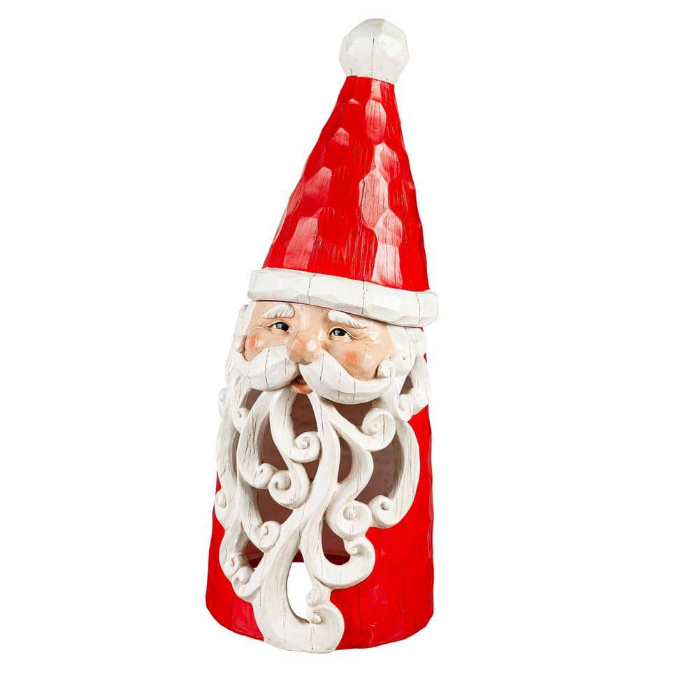 Evergreen Enterprises 26 in. LED Santa With Hat Christmas Garden Statue ...