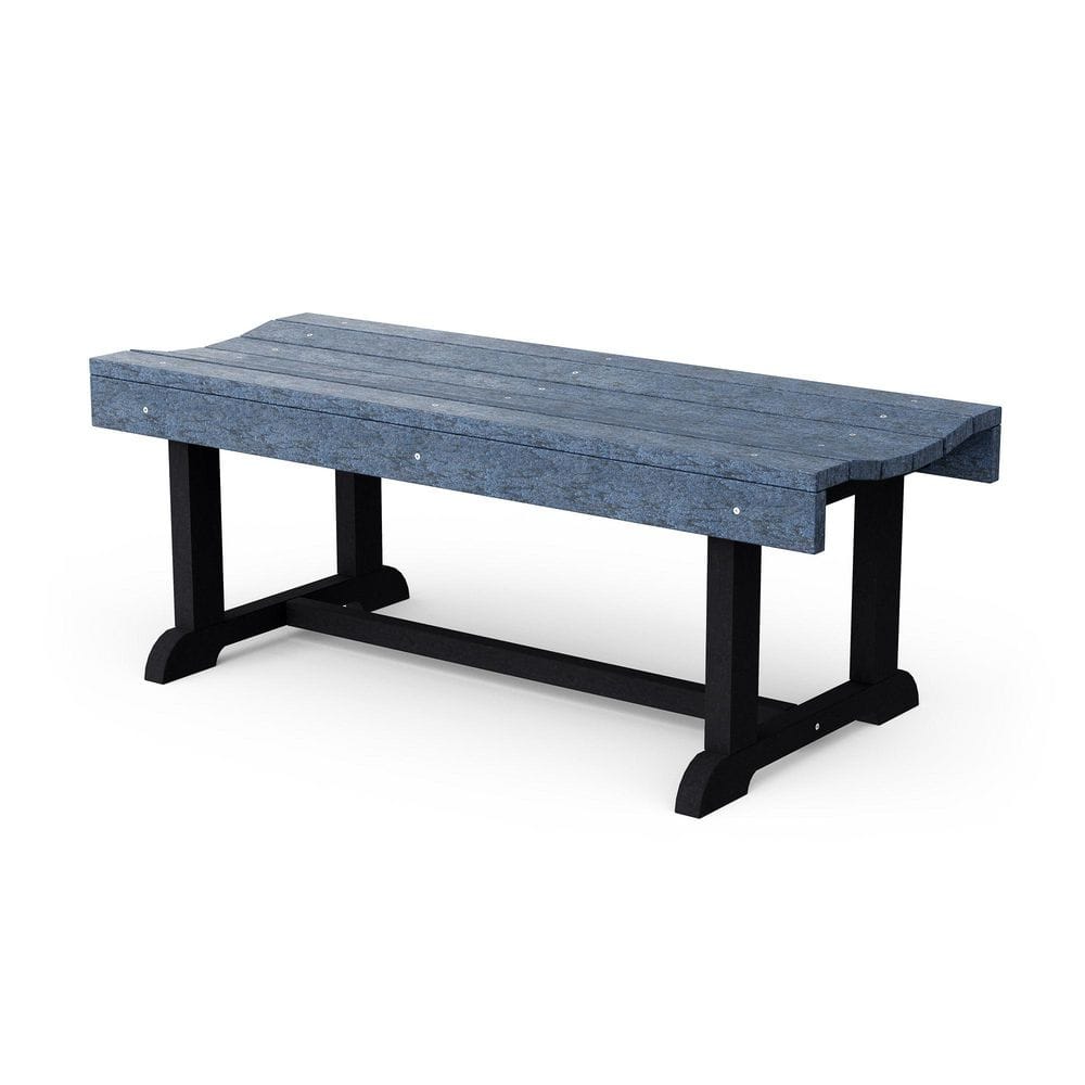 Wildridge Heritage 42 in. Patriot Blue and Black HDPE Plastic Outdoor Patio Backless Bench LCC ...