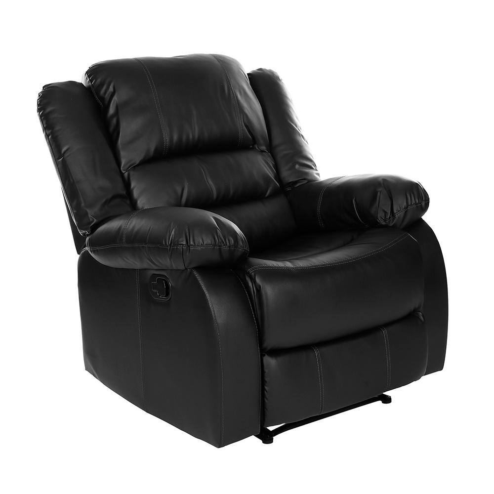 Homelegance Greeley Black Faux Leather Manual Recliner 8329BLK-1 - The ...