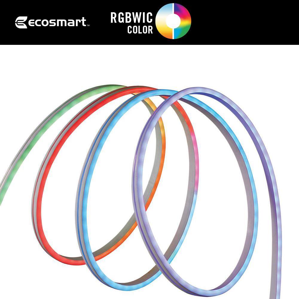 EcoSmart 6.5 ft. RGBWIC Dynamic Color Changing Dimmable Linkable Plug ...