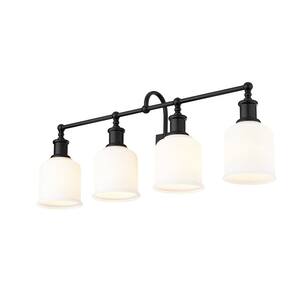 Bryant 24 in. 3-Light Matte Black Vanity Light with Glass Shade 733-3V ...