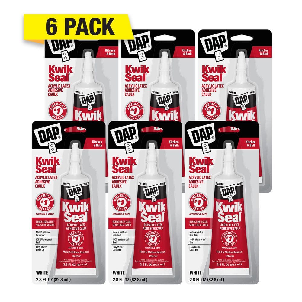 DAP Kwik Seal 2.8 oz. White Kitchen and Bath Adhesive Caulk (6-Pack ...