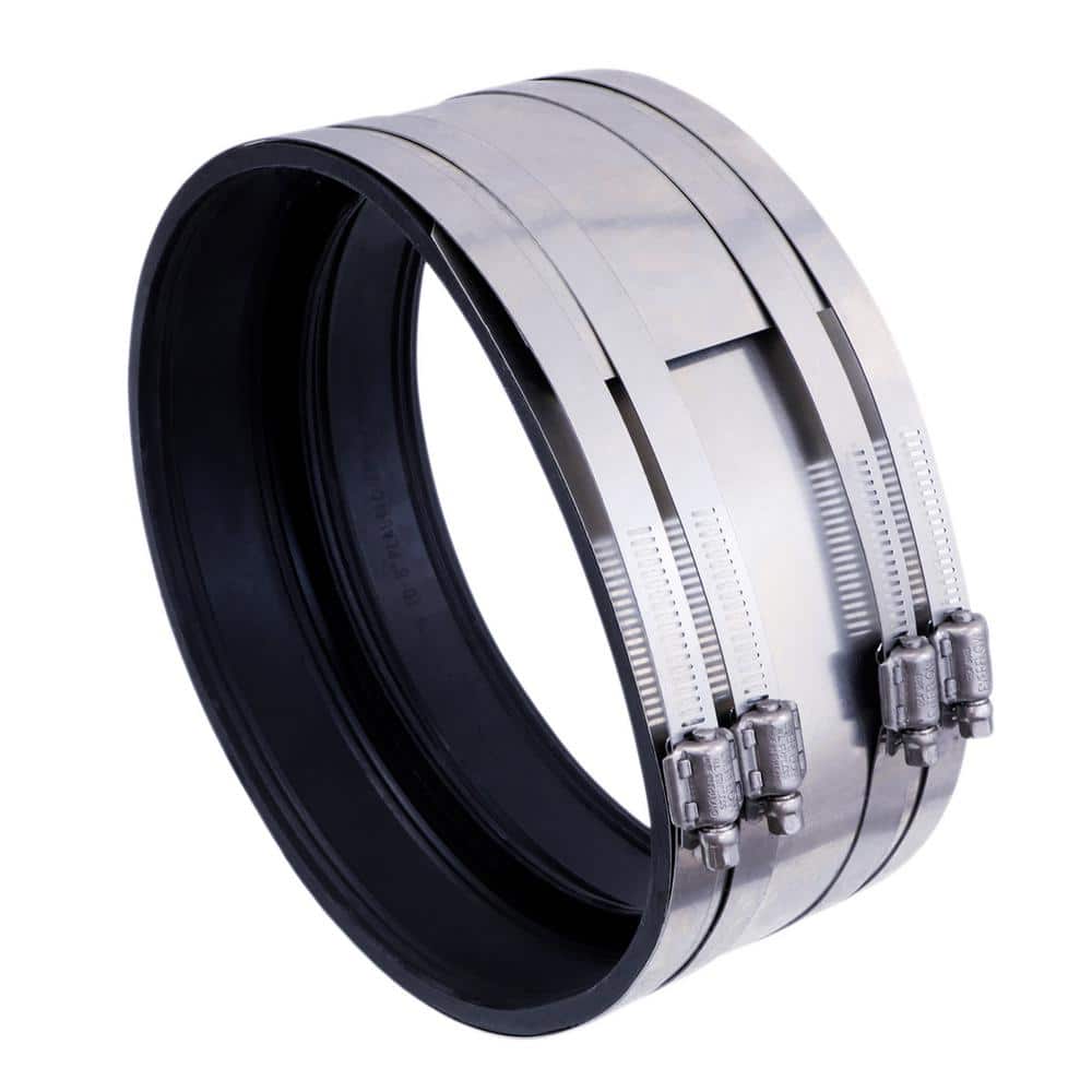 PLUMBFLEX Shielded 8 in. Steel Transition Coupling Connects Cast Iron ...