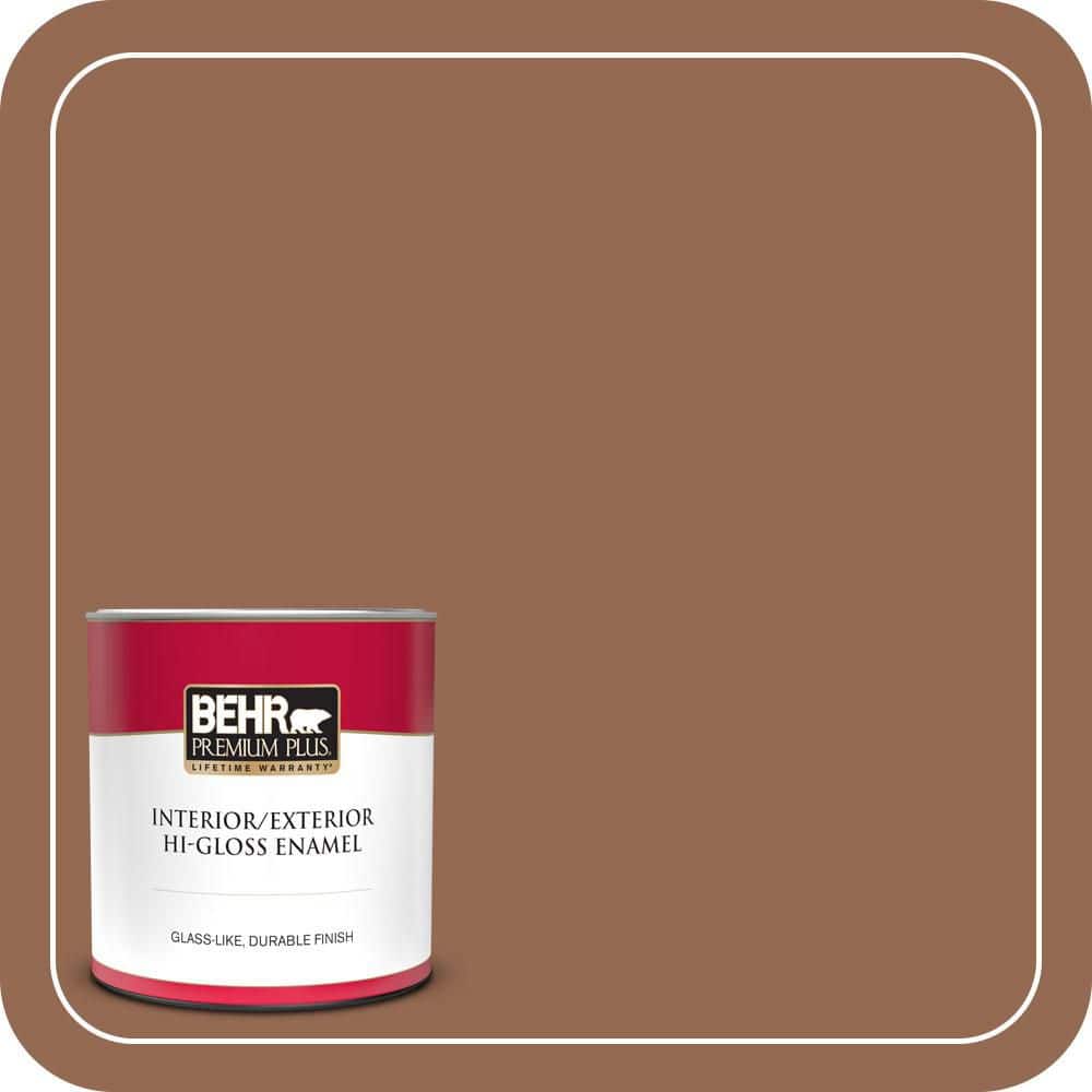 BEHR PREMIUM PLUS 1 qt. #240F-6 Sable Brown Hi-Gloss Enamel Interior ...