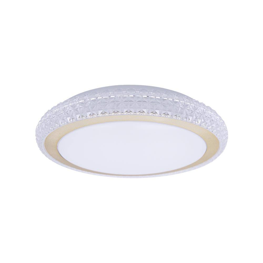 Lecoht 16.1 In. White Flush Mount Ceiling Light with Imitated Crystal ...