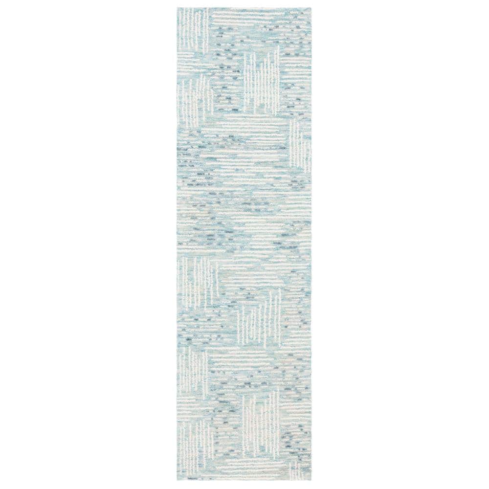SAFAVIEH Abstract Blue/Ivory 2 ft. x 8 ft. Abstract Blue/Ivory ...