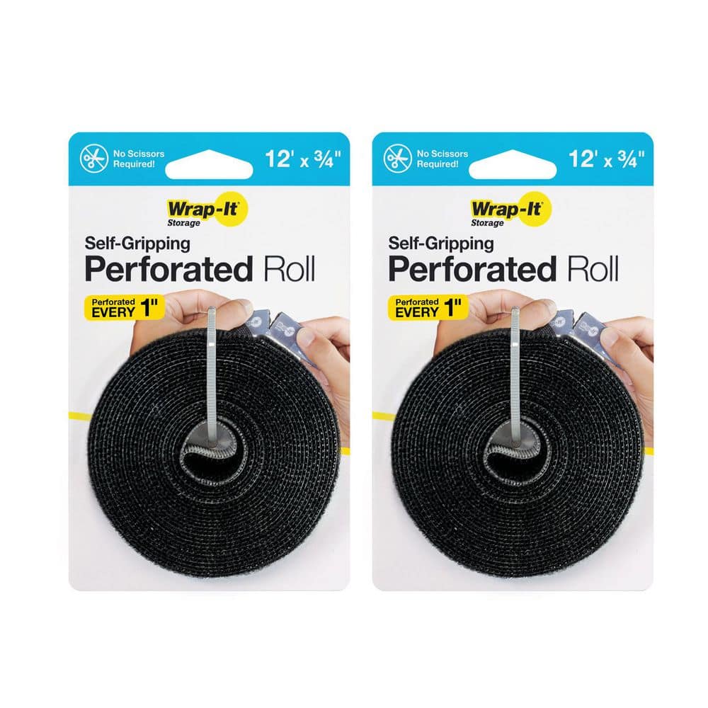Wrap-It Storage 12 ft. x 3/4 in Self-Gripping Hook and Loop Perforated ...