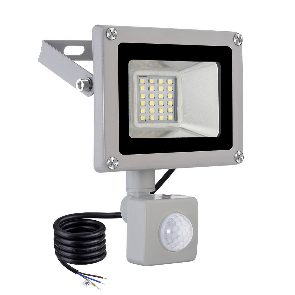 CIPACHO 20-Watt 180-Degree Gray Motion Activated Outdoor Integrated LED ...