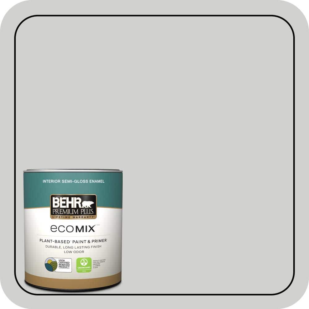 BEHR PREMIUM PLUS 1 qt. #N520-1 White Metal Semi-Gloss Enamel EcoMix ...