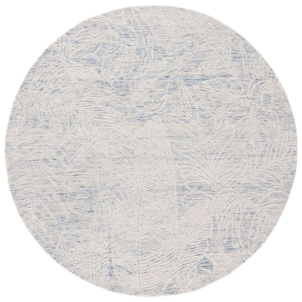 SAFAVIEH Metro 6 ft. x 6 ft. Blue/Ivory Distressed Floral Marle Round ...