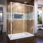 DreamLine Flex 60 in. W x 36 in. D x 74.75 in. Framed Pivot Shower Enclosure in Chrome with ...